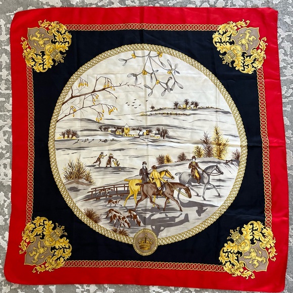Accessories | Rare Vintage Hermes Style Elegant Equestrian Print Crest ...